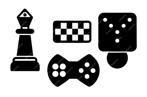 Game Controller Joystick Console Dice Chess Pi Black Silhouette Vector Art And Illustration