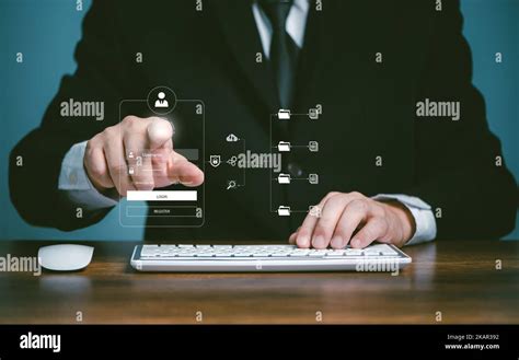 Cybersecurity Cloud Network Systerm Privacy Protect Data Concept Businessman Using Computer And