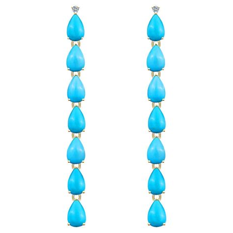 Nina Zhou Blue Turquoise Diamond Drop Earrings For Sale At 1stdibs