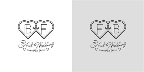 Bf E Fb Logotipo De Cartas De Amor De Casamento Para Casais Com Iniciais B E F Vetor Premium