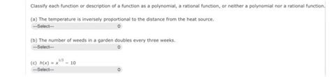 solved classify each function or description of a function