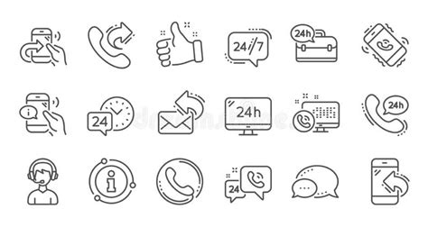 Processing Line Icons Call Center Support And Chat Message Linear Icon Set Vector Stock