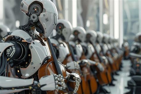 premium photo robot orchestra playing classical music in a futur