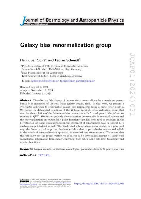 Pdf Galaxy Bias Renormalization Group