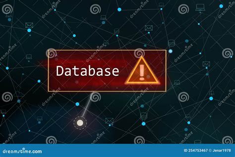 Orange Exclamation Mark With Red Rectangle As Database Warning About Node In Computer Network