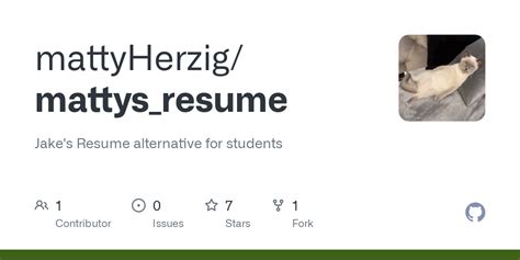 Github Mattyherzig Mattys Resume Jake S Resume Alternative For Students