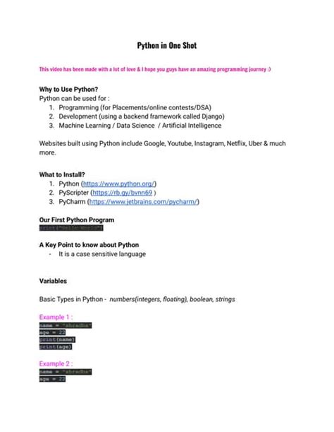 python in one shot pdf programming languages computing