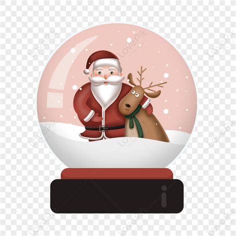 귀여운 일러스트 엘크 산타 클로스 수정 구슬 요소선물장식 Png 일러스트 무료 다운로드 Lovepik