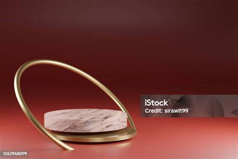 3d 렌더 아트 데코 레이션 골드 링 배경 대리석 텍스처 실린더 받침대 연단 쇼케이스 스탠드 Mockup 건축가에 대한 스톡