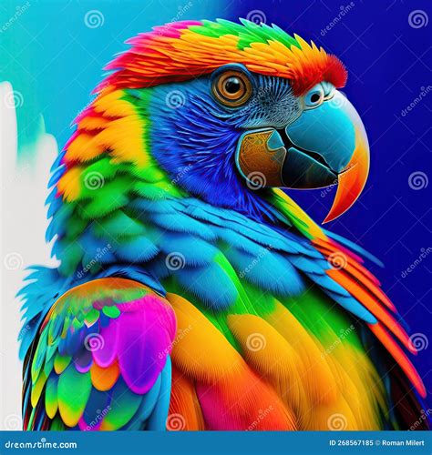 Beautiful Parrot Portrait In Abstract Splash Style Stock Illustration Illustration Of Beak