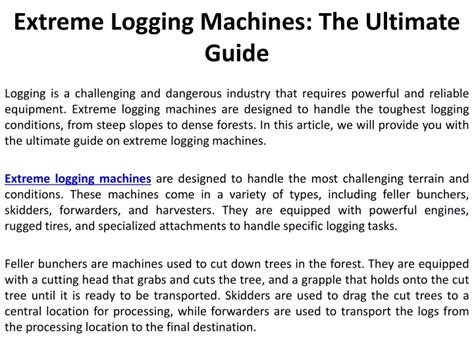 PPT Extreme Logging Machines The Ultimate Guide PowerPoint Presentation ID 12058812
