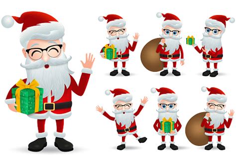 산타 클로스 벡터 문자 세트입니다 선물과 크리스마스 선물을 들고 산타 클로스 크리스마스 문자 12월에 대한 스톡 벡터 아트 및 기타 이미지 Istock