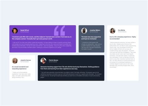 Responsive Testimonals Grid Section Using Flexbox Coding Challenge Solution