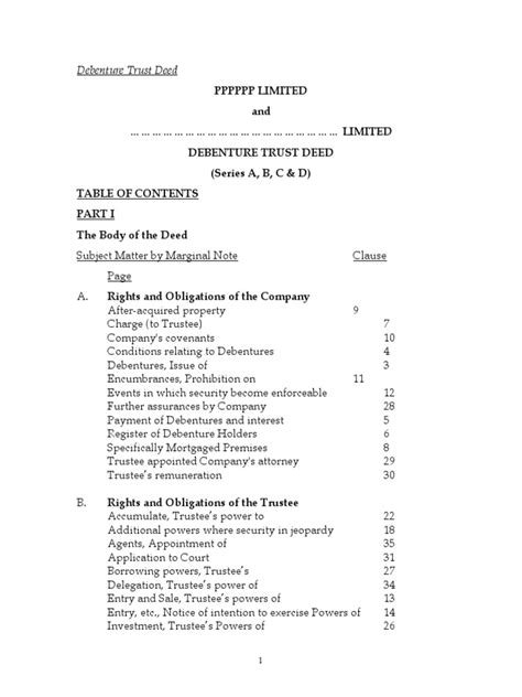 Debenture Trust Deed1 Pdf Mortgage Law Real Estate Law