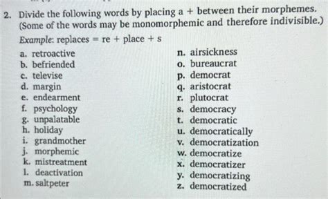 2 Divide The Following Words By Placing A Between