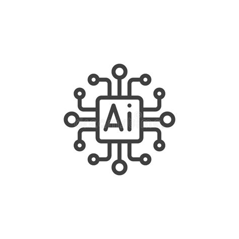 Artificial Intelligence Line Icon Stock Vector Illustration Of Tech Simple