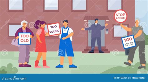 Work Ageism Discrimination Composition Vector Illustration 211593314