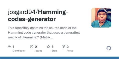 Github Josgard94 Hamming Codes Generator This Repository Contains