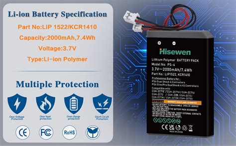 Hisewen 2 Pack Ps4 Battery 2000 Mah Ps4pro Battery Replacement For Sony Playstation 4 Dualshock