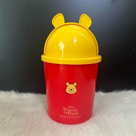 Daiso Winnie The Pooh Plastic Mini Trash Bin Hobbies And Toys