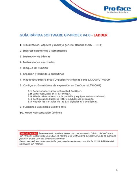 Guia Rápida Gp Proex Ladder V3 Pdf Programa De Computadora Programación