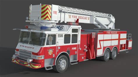 3d Model Firefighting Truck With Ladder Turbosquid 1895151