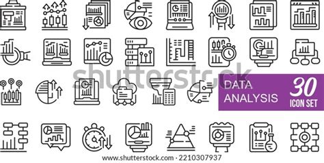 Data Analysis Line Icons Set Vector Stock Vector Royalty Free 2210307937 Shutterstock