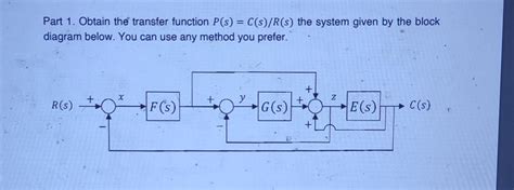 solved part 1 obtain the transfer function p s c s r s