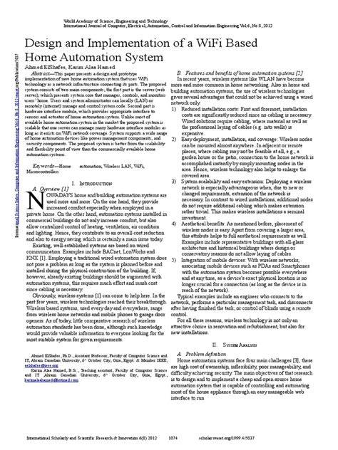 Design And Implementation Of A Wifi Based Home Automation System Pdf