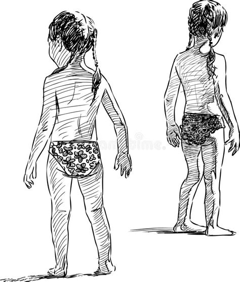 Meisje Op Het Strand Vector Illustratie Illustration Of Getrokken