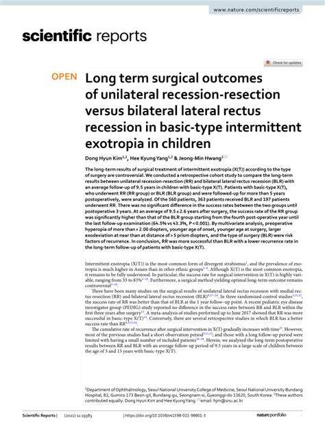 Pdf Long Term Surgical Outcomes Of Unilateral Recession Resection