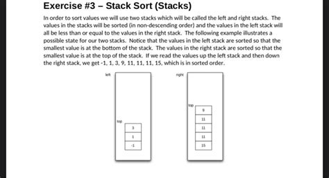 Solved Exercise 3 Stack Sort Stacks In Order To Sort Chegg Com