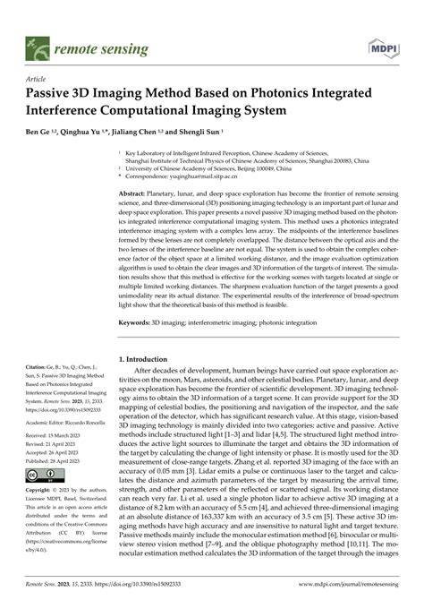 pdf passive 3d imaging method based on photonics integrated