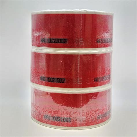 Three Rolls Of Red Perforated Security Tape With Sequential Numbers