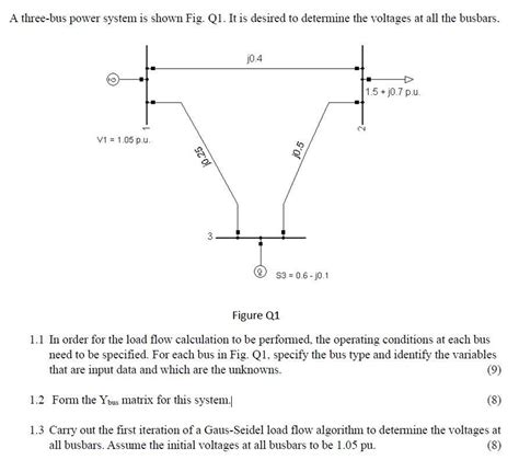 Solved A Three Bus Power System Is Shown Fig Q1 It Is
