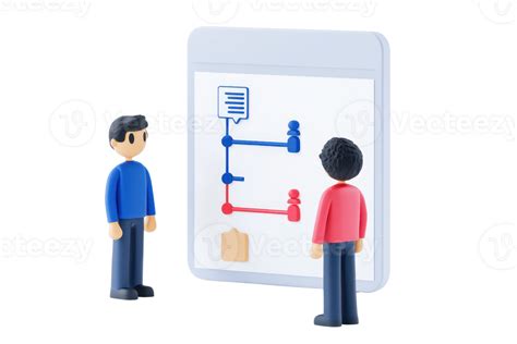 Two Figures Discussing A Diagram Showing Connections And Data Flow Highlighting Interaction And