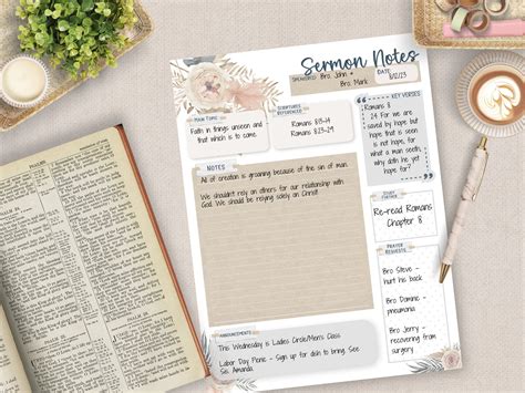 Sermon Notes For Happy Planner Church Meeting Notes Beginner Bible