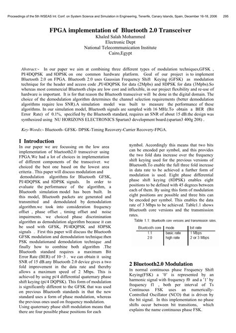 pdf fpga implementation of bluetooth 2 0 transceiver