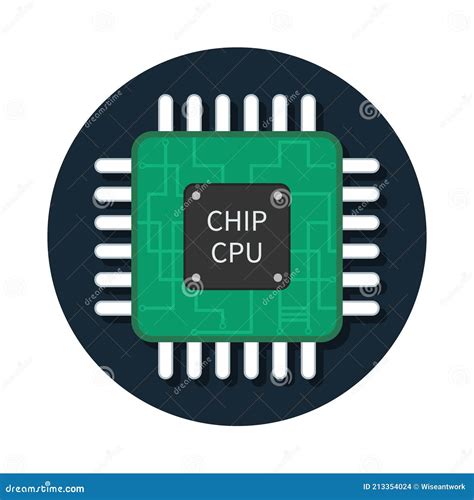 cpu chip icon of microchip semiconductor icon processor of computer