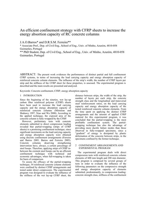 Pdf An Efficient Confinement Strategy With Cfrp Sheets To Increase