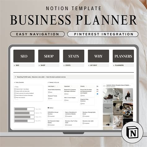 professional notion template for business planning and management