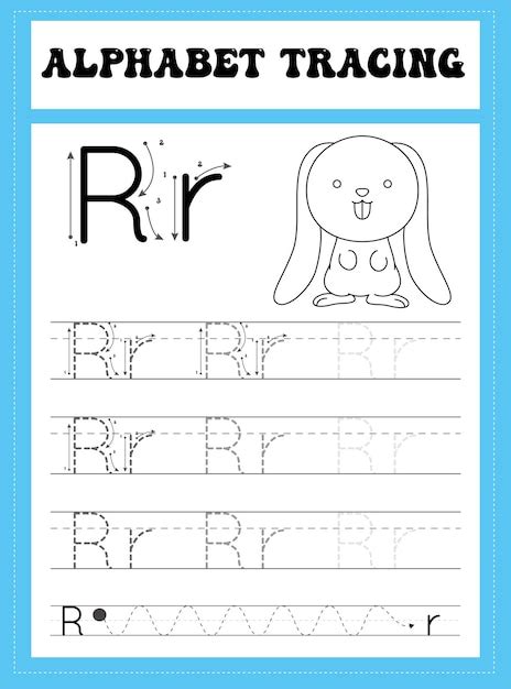 알파벳 문자 추적 프리미엄 벡터