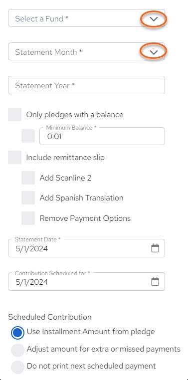 Generate Pledge Statements Parishsoft