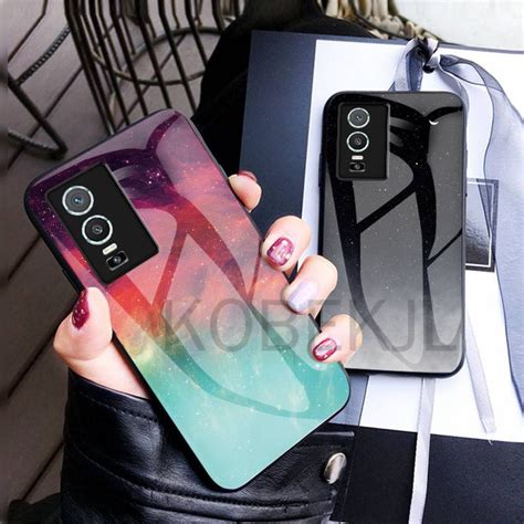Vivo Y76 5g Case Starry Sky Gradient Tempered Glass Soft Frame Phone