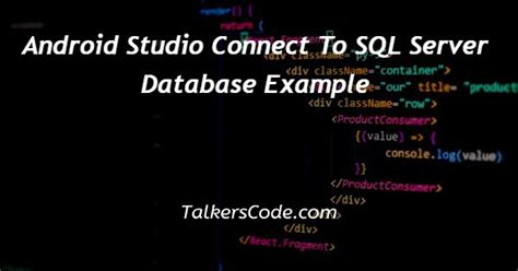 Android Studio Connect To SQL Server Database Example