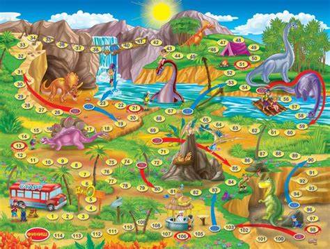 Старые настольные игры, Игровые поля, Динозавр