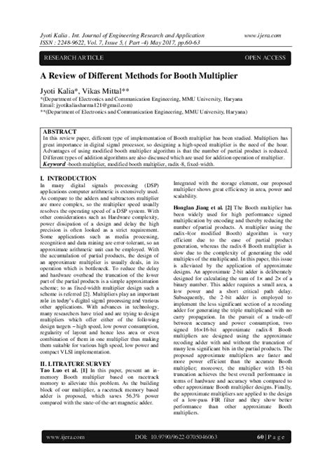 pdf a review of different methods for booth multiplier