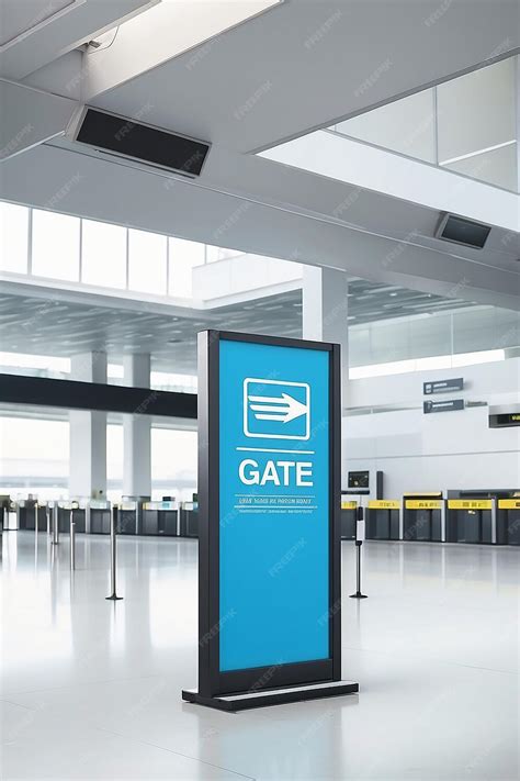 Premium Photo Airport Gate Signage Mockup With Blank White Empty