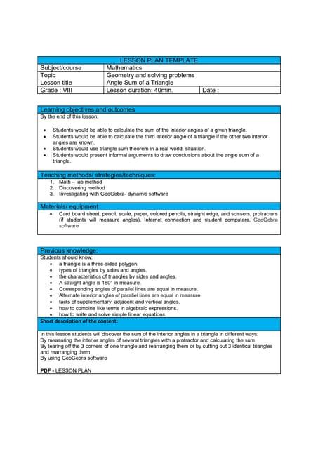 Lesson Plan Class 9 By Kishore 1 Docx