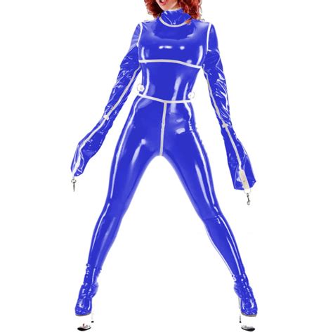 Сексуальный глянцевый латексный комбинезон всего тела комбинезон для бондажа водолазка Сисси